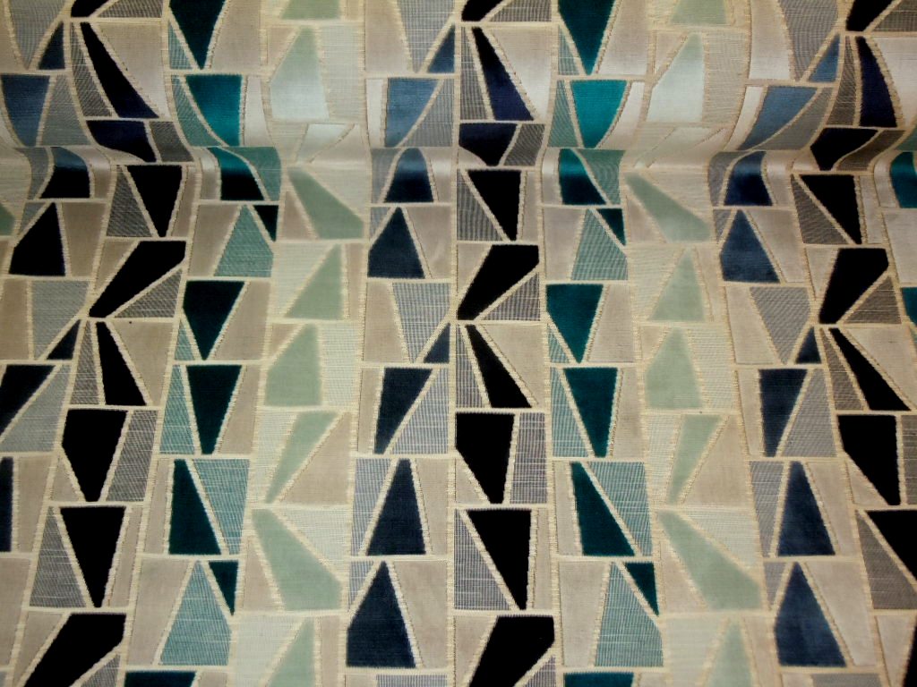 Geometric Cut Celvet accented Pattern Zander color Blue Jay