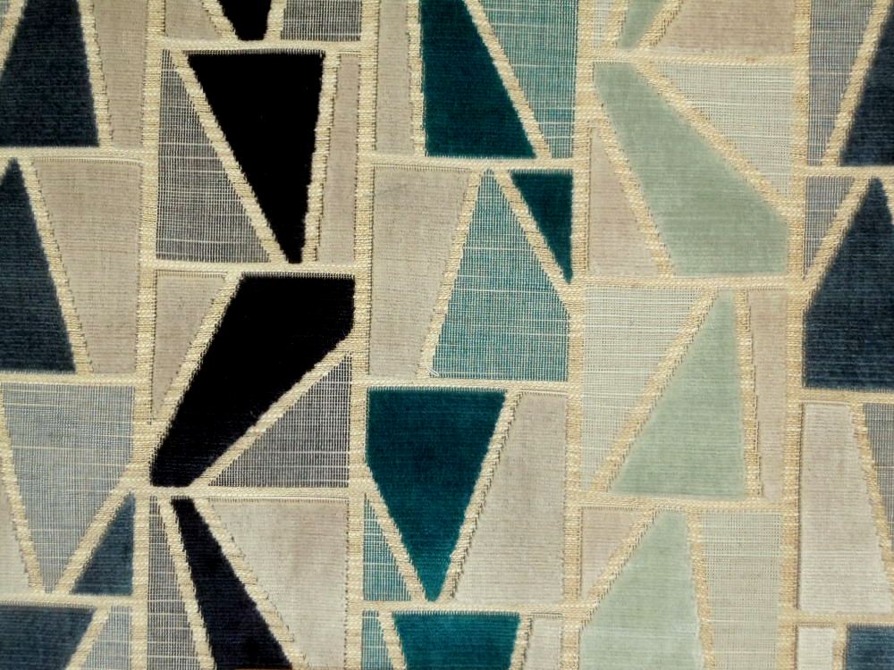 Geometric Cut Celvet accented Pattern Zander color Blue Jay