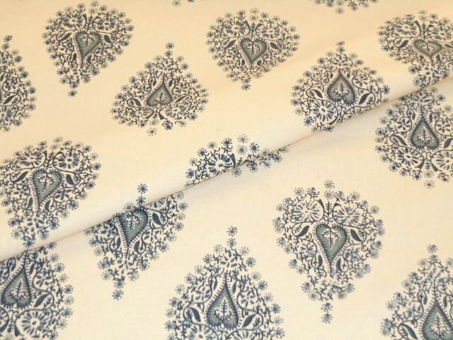 Laura & Kiran Pattern 0955 Woodrose fabric in China Blues